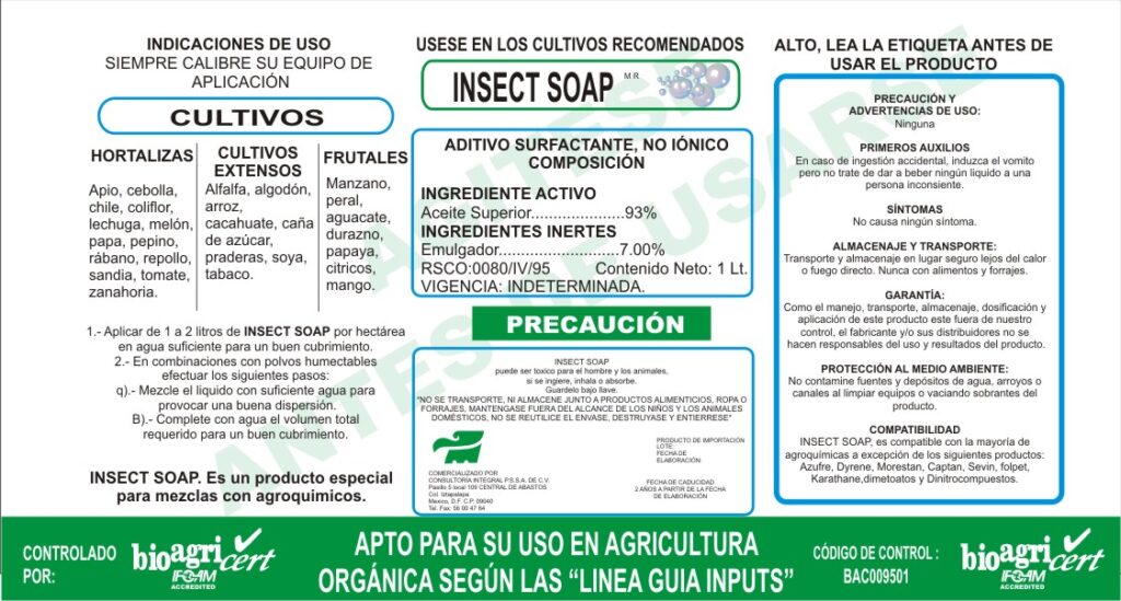 INSECT SOAP ENVASE DE 1 LITRO – AGROBIOQUIM